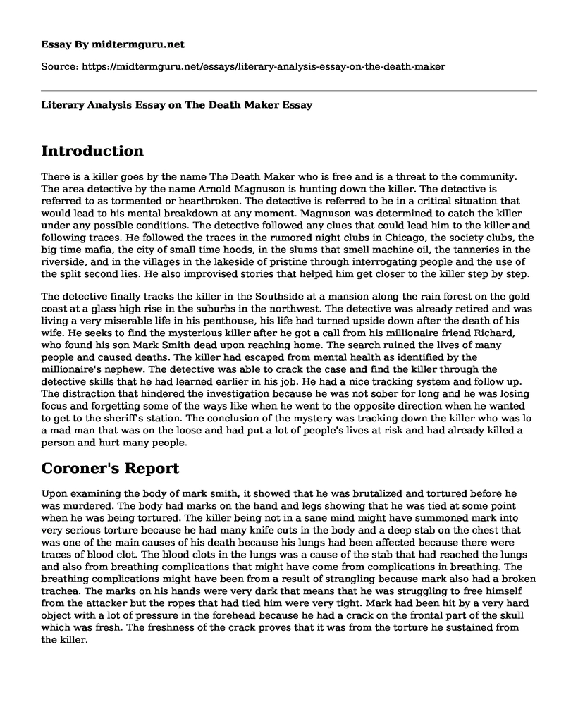 Literary Analysis Essay On The Death Maker Free Essay Term Paper Literary Analysis Essay On The Death Maker Free Essay Term Paper